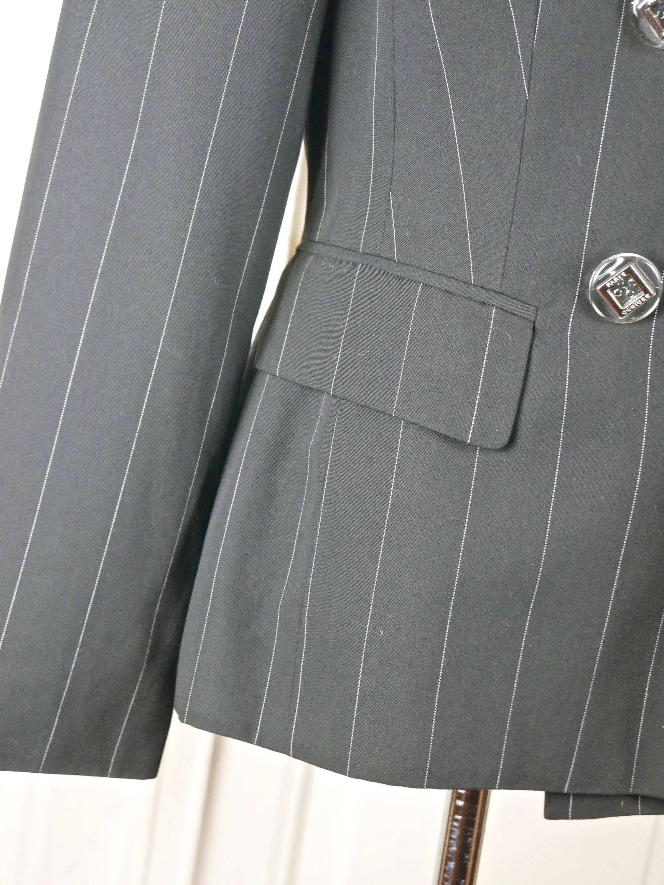German Vintage Black Pinstripe Blazer Double-breasted Black W - Etsy