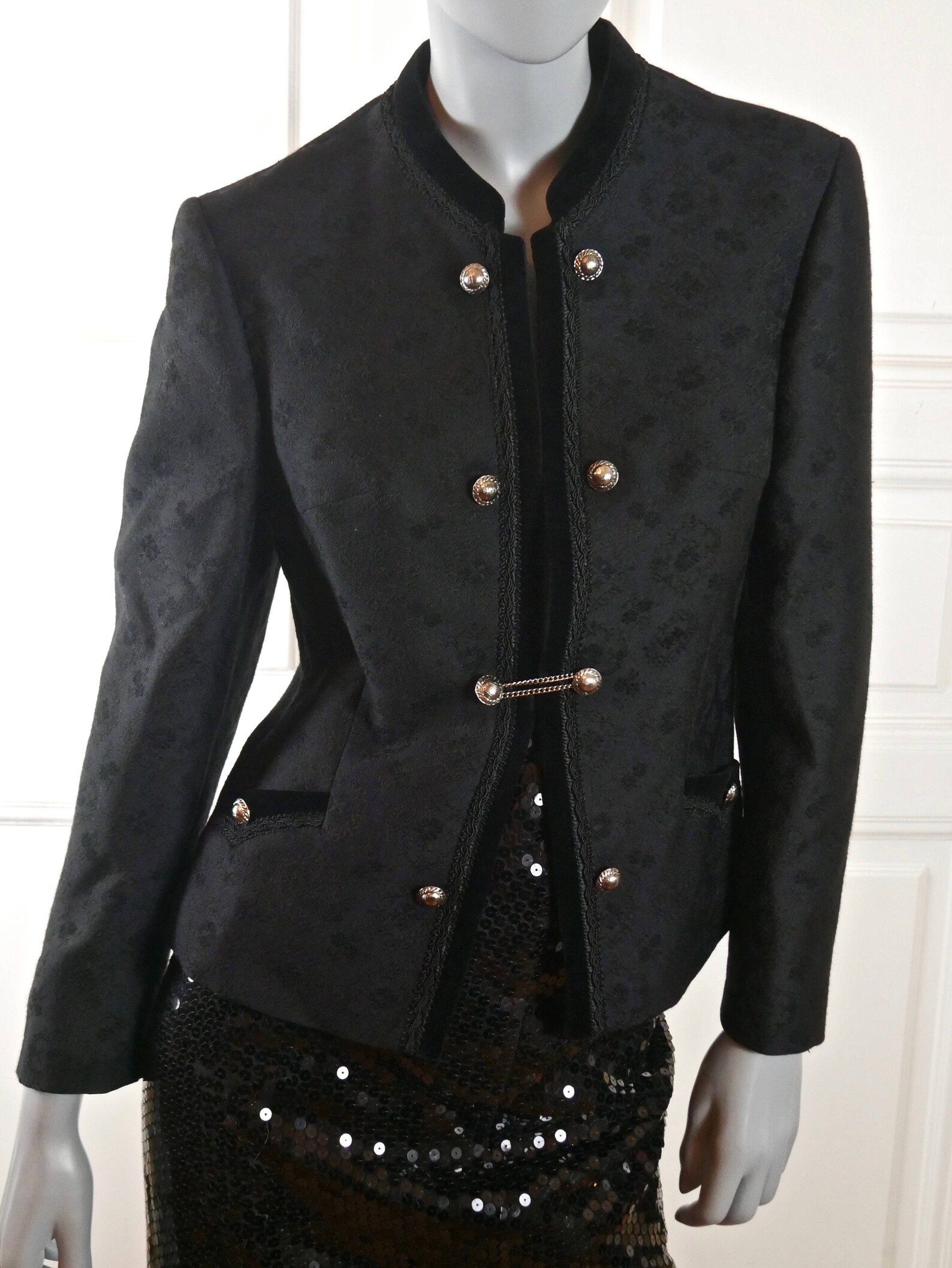 German Vintage Trachten Blazer Black-on-black Wool Elegant - Etsy