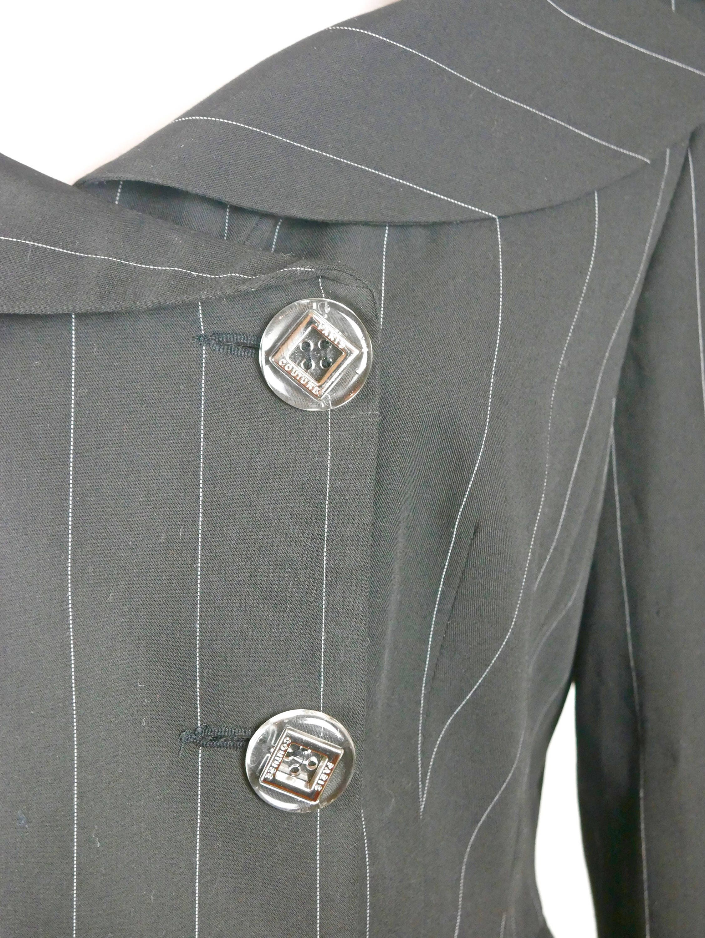 German Vintage Black Pinstripe Blazer Double-breasted Black W | Etsy