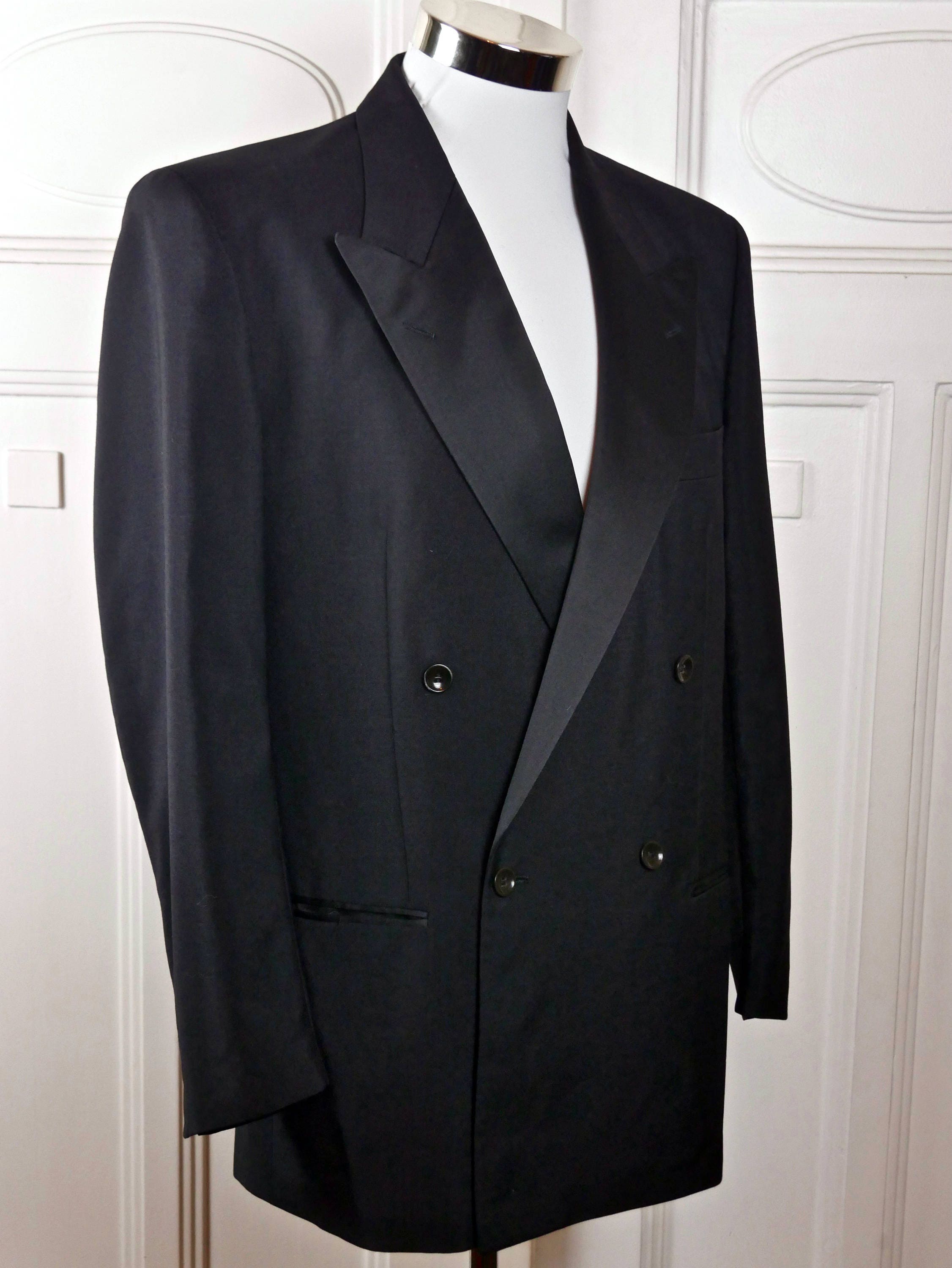 Tuxedo Jacket Double-breasted Black Mohair Wool Dinner | Etsy