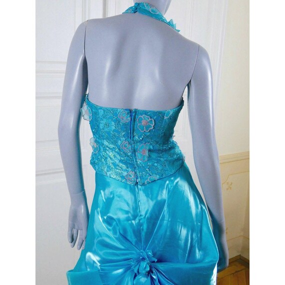 Turquoise Gown, 80s Italian Vintage Princess Diana St… - Gem