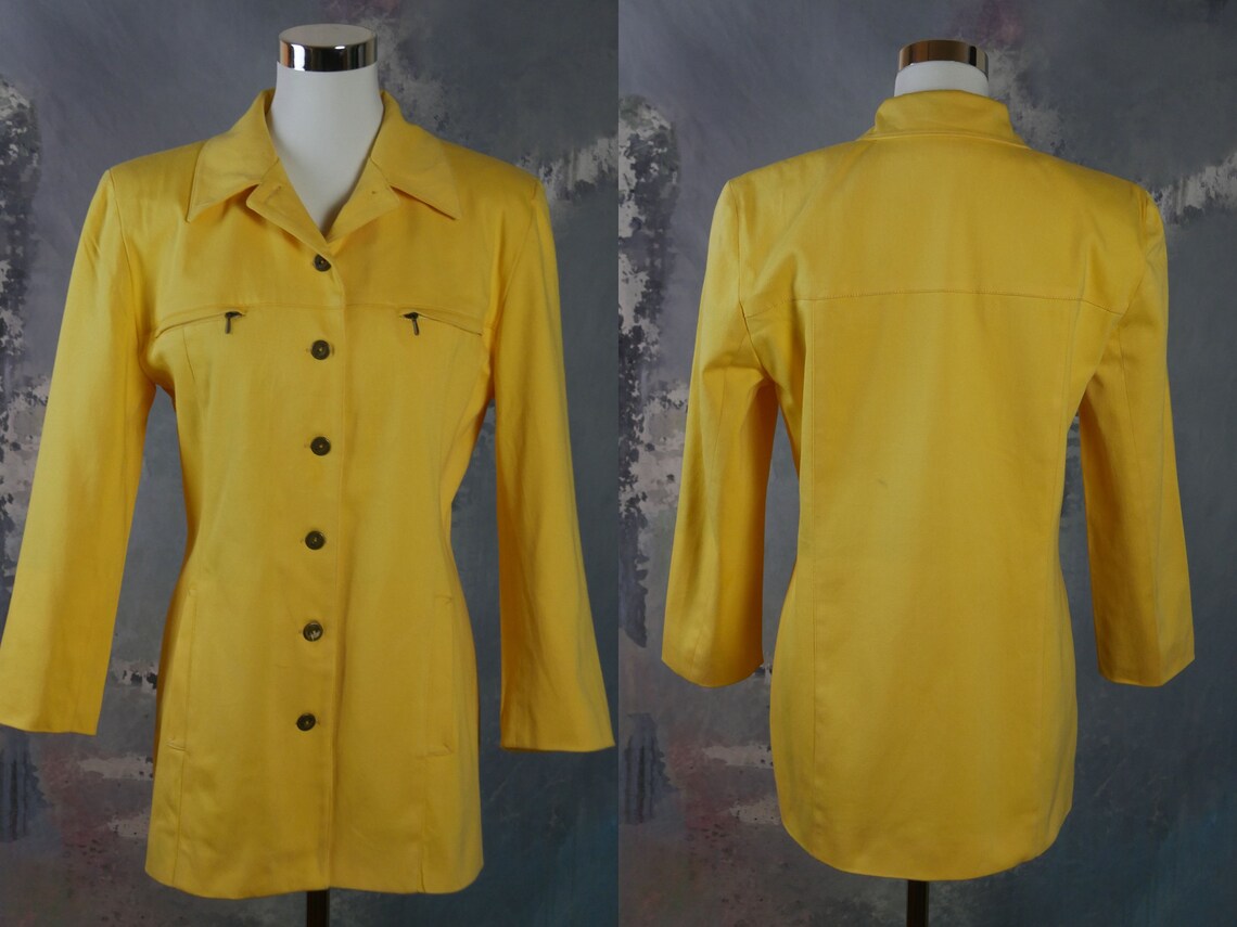 Yellow Jacket 1990s European Vintage Cotton Spring Coat: Size | Etsy