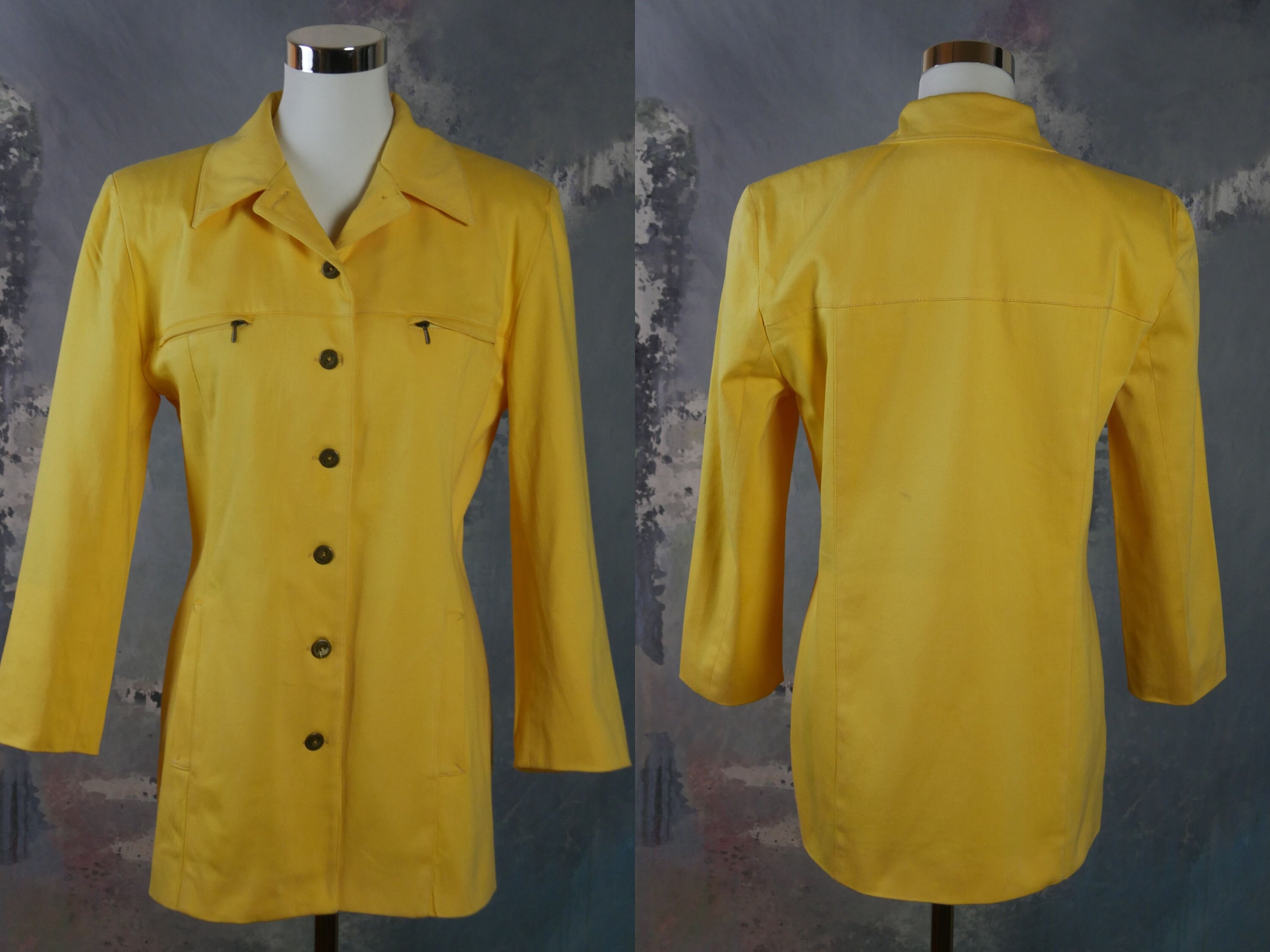 Yellow Jacket 1990s European Vintage Cotton Spring Coat: Size | Etsy