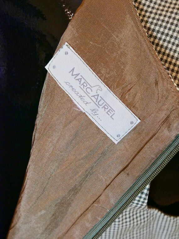 German Vintage Shift Dress, Green Check Knee Length S… - Gem