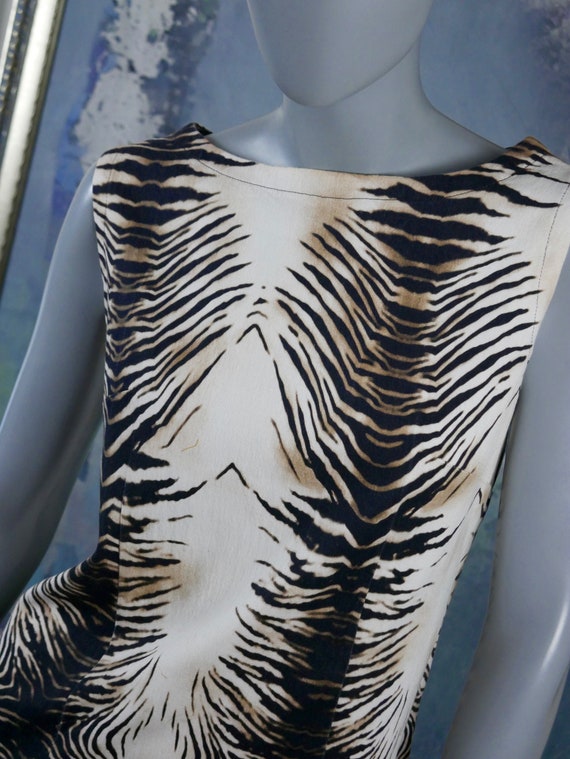 Zebra Dress, 1960s Style Cotton Animal Print Short Su… - Gem