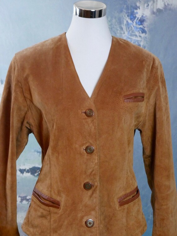 1980s Brown Suede Jacket, Danish Vintage Genuine Pigs… - Gem