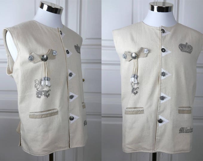German Vintage Trachten Vest, Traditional Bavarian Charivari Waistcoat ...