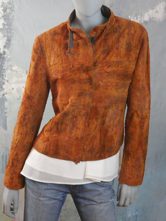 Burnt Orange Jacket, 1990s European Vintage Short Bru… - Gem