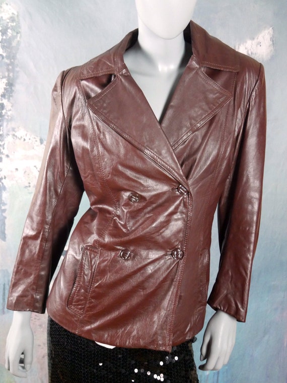 Women's Leather Jacket, 1970s Swedish Vintage Oxblood… - Gem