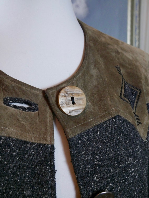 Austrian Jacket, 1990s Vintage Trachten Wool Cotton B… - Gem