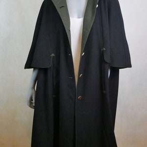 Lodenfrey Black Wool Cape Coat, 90s European Vintage Loden Overcoat ...