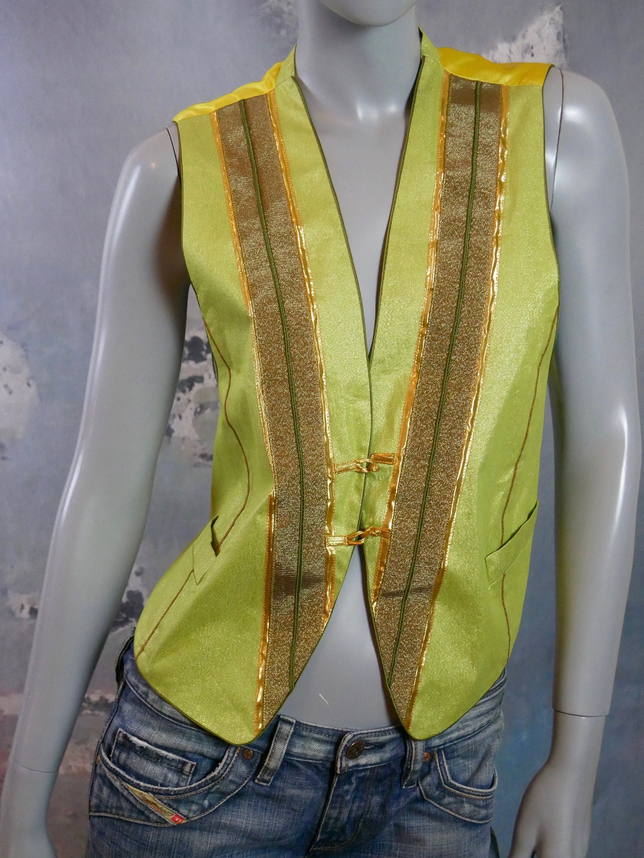 Metallic Vest Green & Gold Cotton Lurex Blend Shimmering - Etsy UK