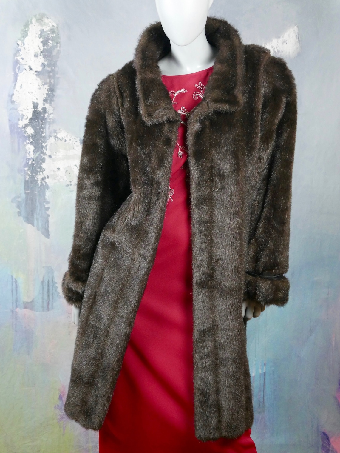 Mink Faux Fur Coat European Vintage Long Fake Fur Coat: Size - Etsy
