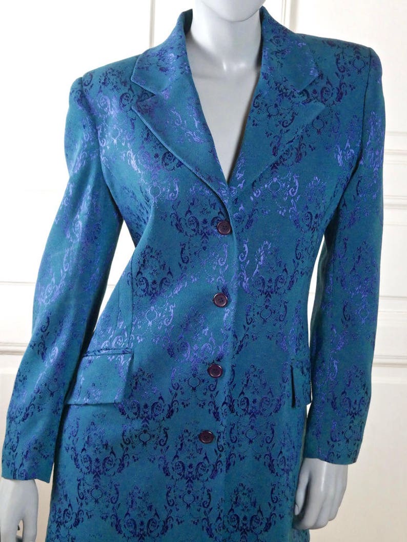 Turquoise Suit W Sapphire Blue Arabesque Floral Pattern - Etsy