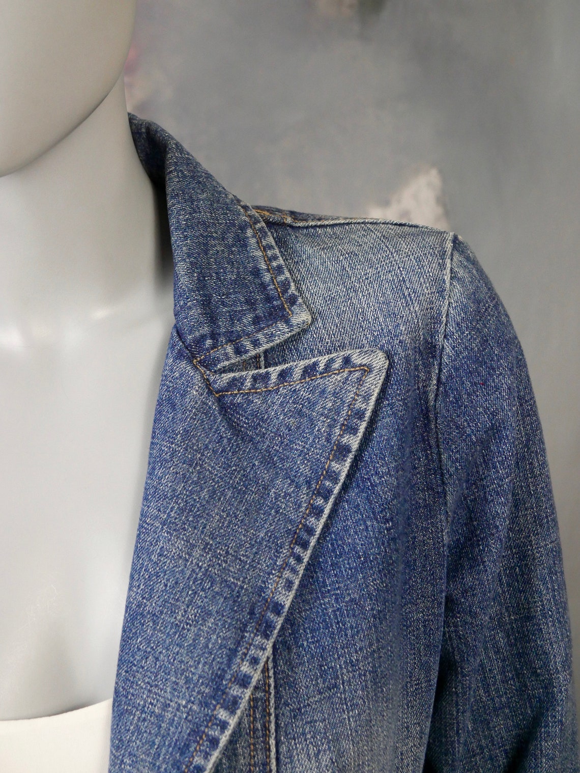 1990s Denim Jacket Spanish Vintage Blue Jeans Jacket: Size 6 - Etsy