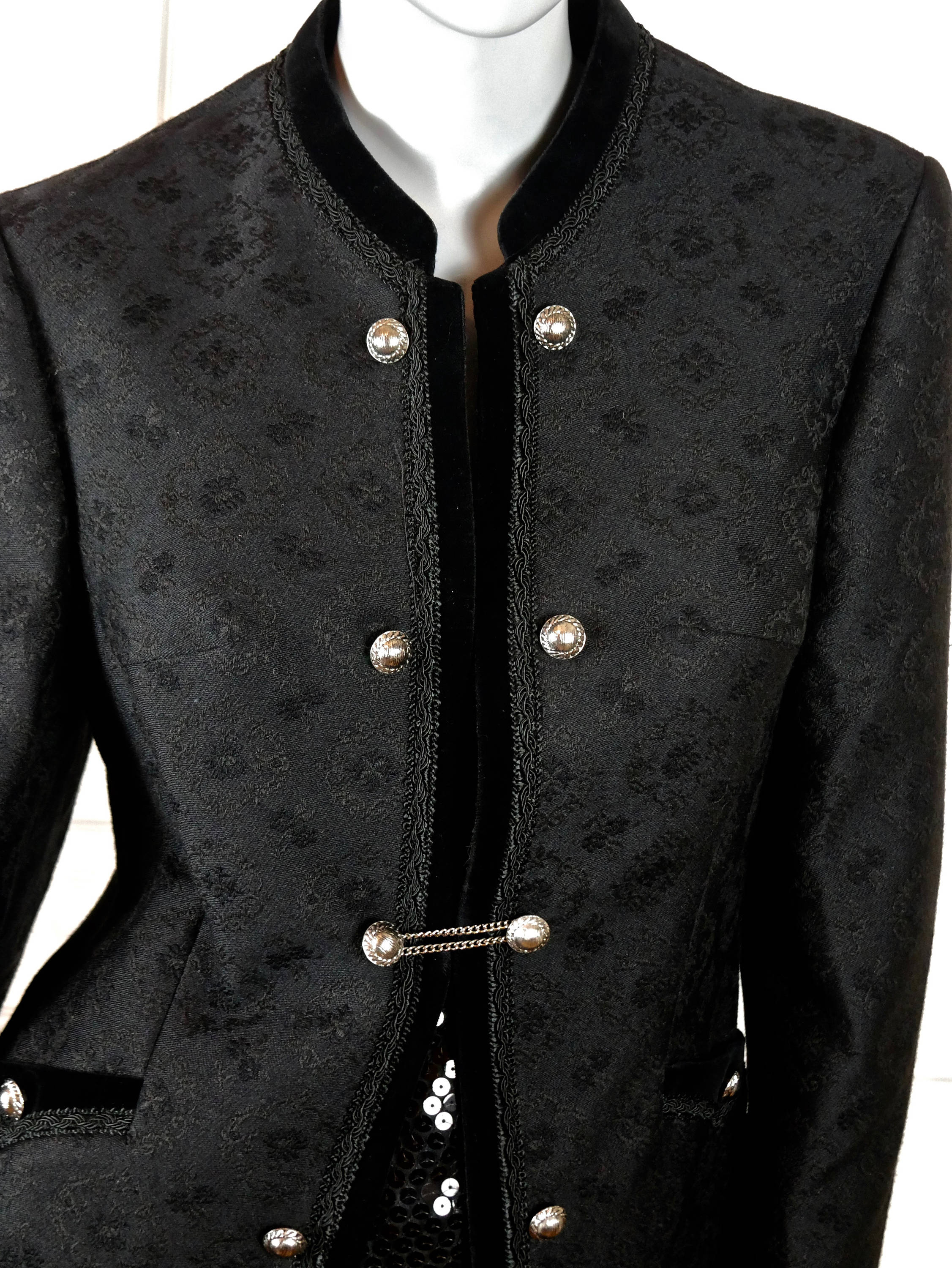 German Vintage Trachten Blazer Black-on-black Wool Elegant - Etsy