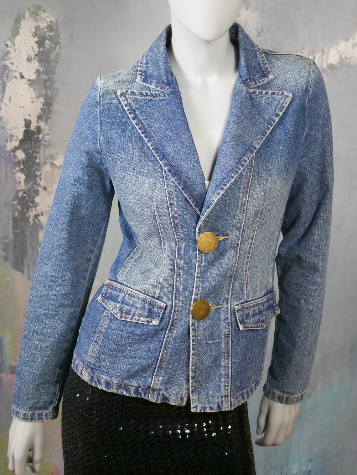 1990s Denim Jacket Spanish Vintage Blue Jeans Jacket: Size 6 - Etsy