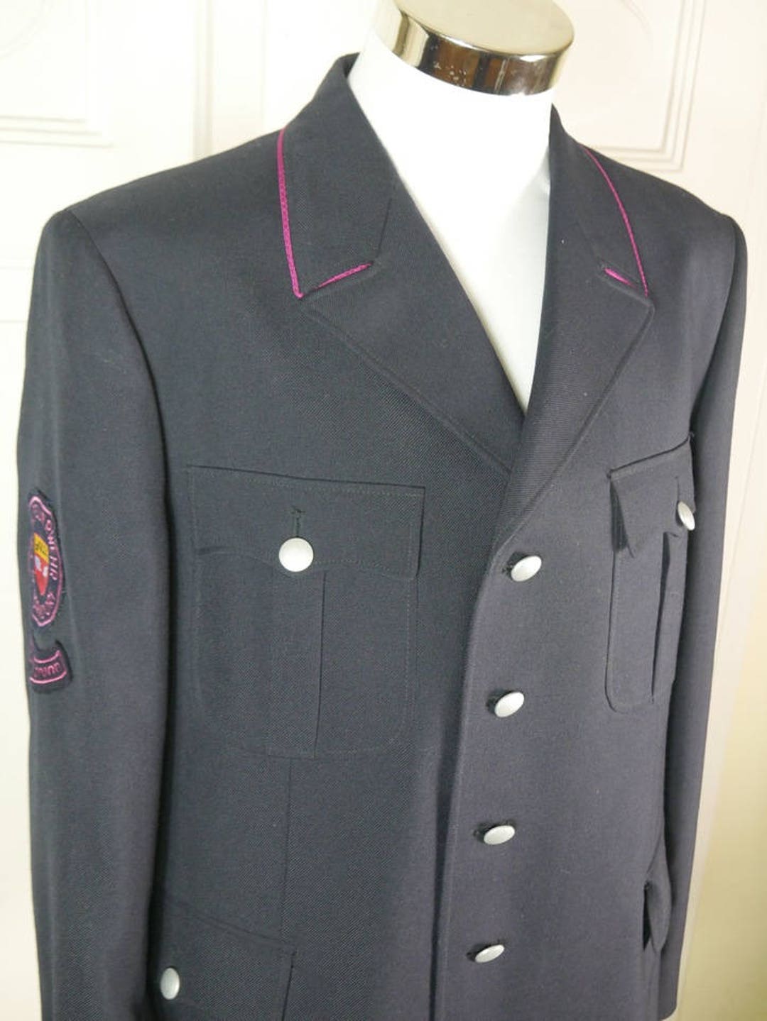Fireman Jacket, Dark Blue Blazer W Patches, Fire Brigade Uniform: Size ...