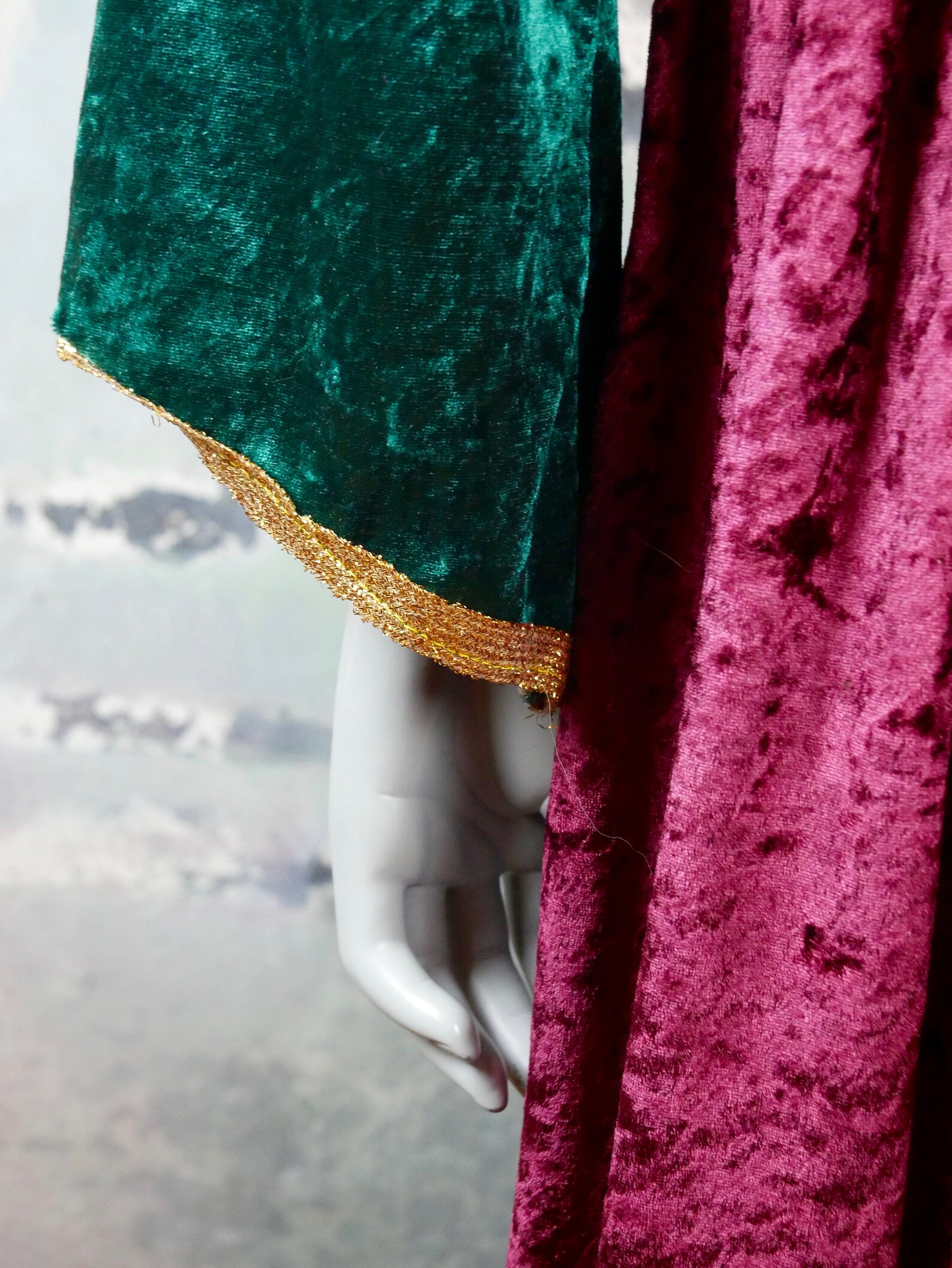 Velvet Renaissance Dress Burgundy and Turquoise Green Cosplay - Etsy