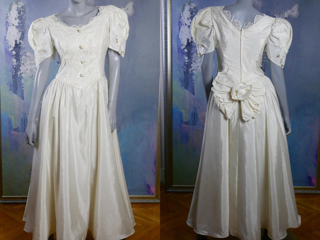 Vintage Wedding Dress, 90s French Cream Silk Rustic Country Church ...