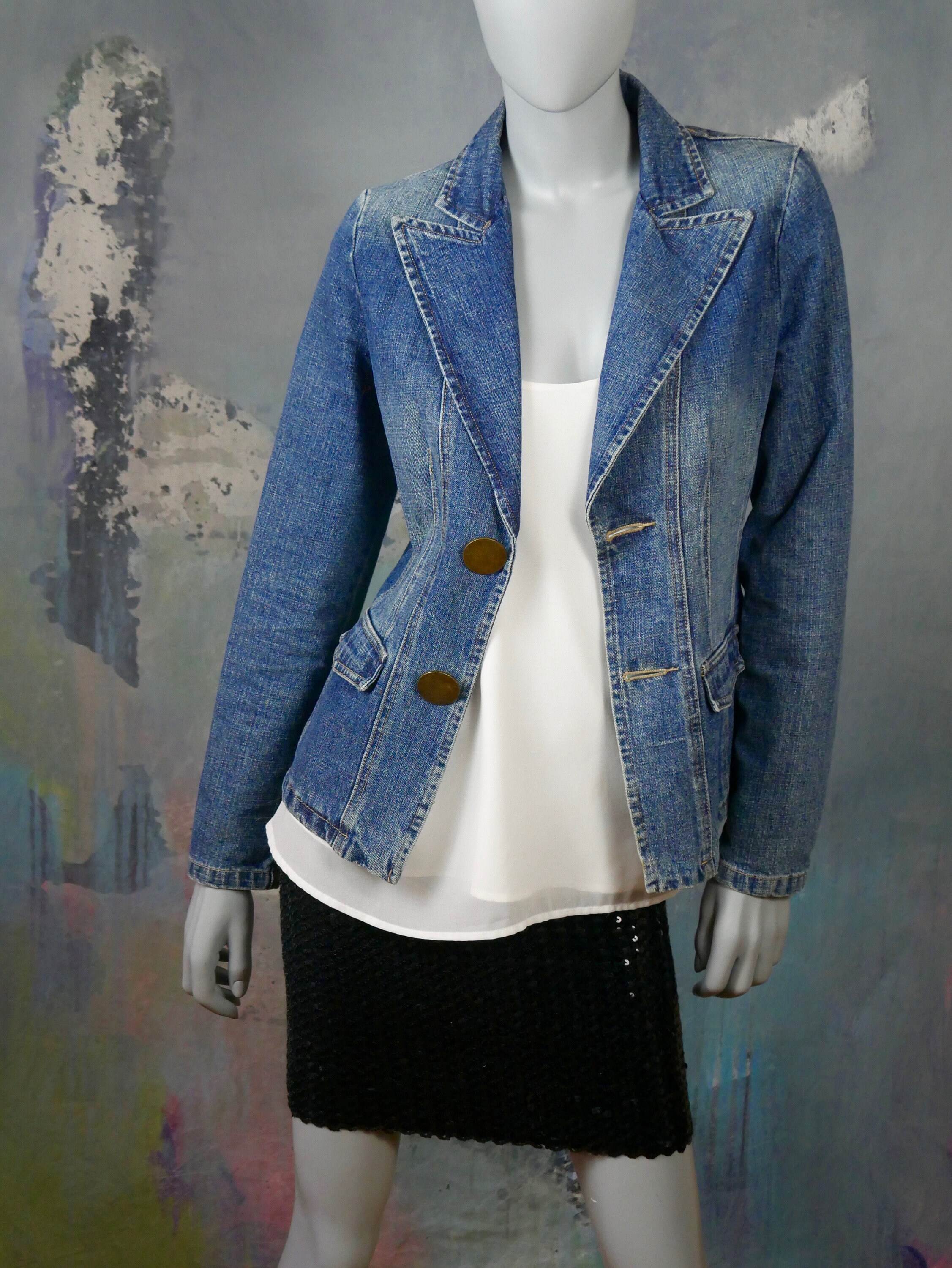 1990s Denim Jacket Spanish Vintage Blue Jeans Jacket: Size 6 - Etsy
