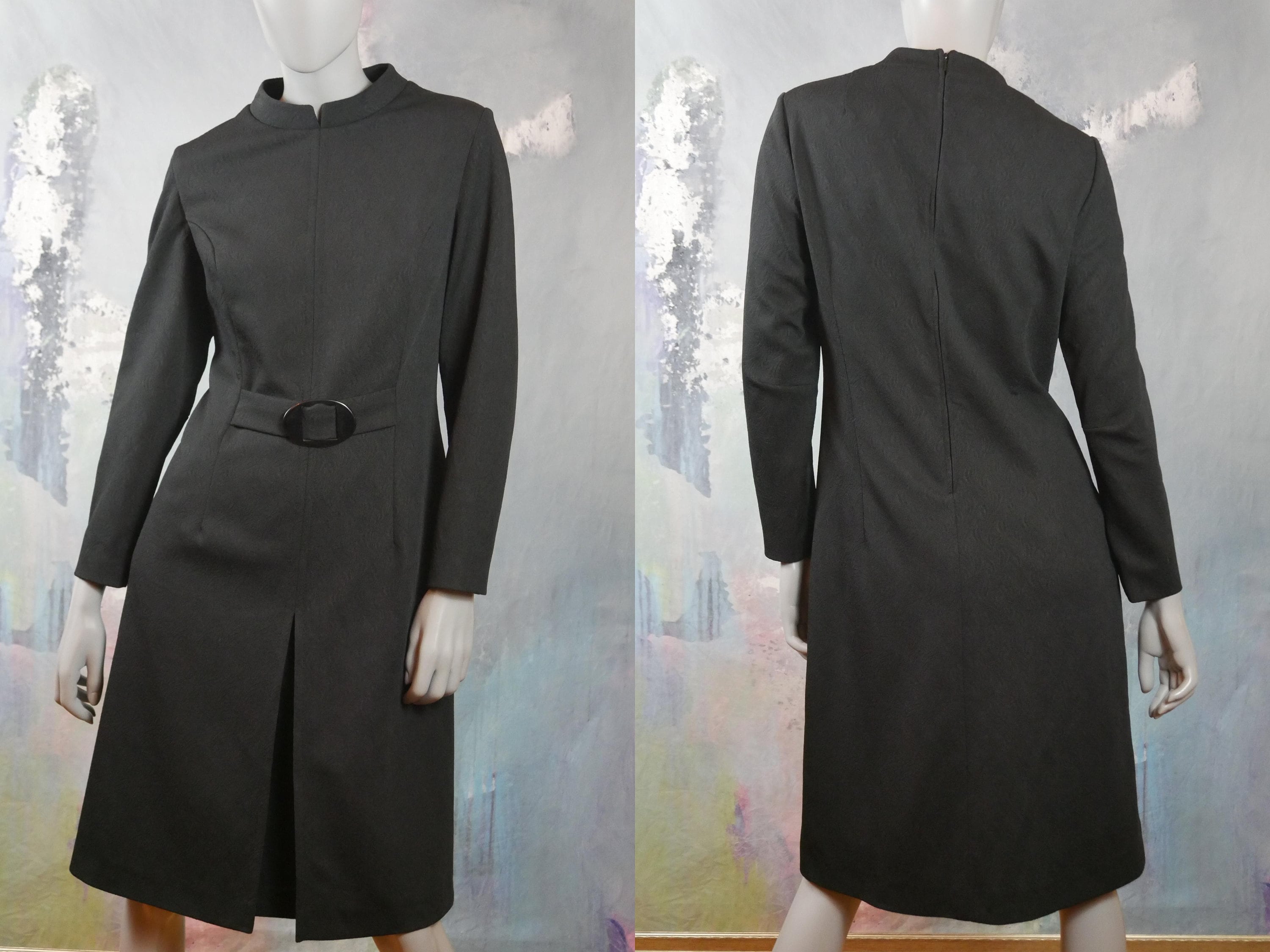 1960s Mod Black Dress European Vintage Long-sleeve | Etsy