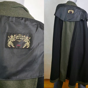 Lodenfrey Black Wool Cape Coat, 90s European Vintage Loden Overcoat ...