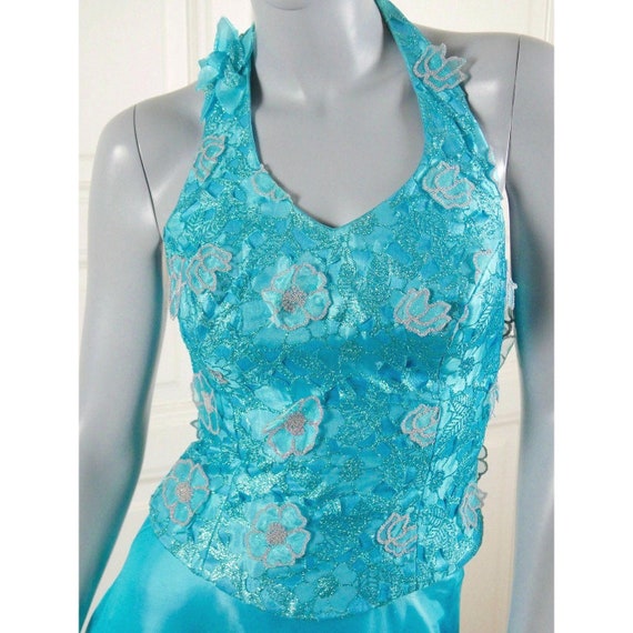 Turquoise Gown, 80s Italian Vintage Princess Diana St… - Gem