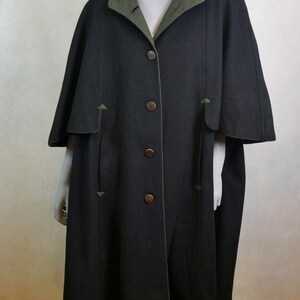 Lodenfrey Black Wool Cape Coat, 90s European Vintage Loden Overcoat ...