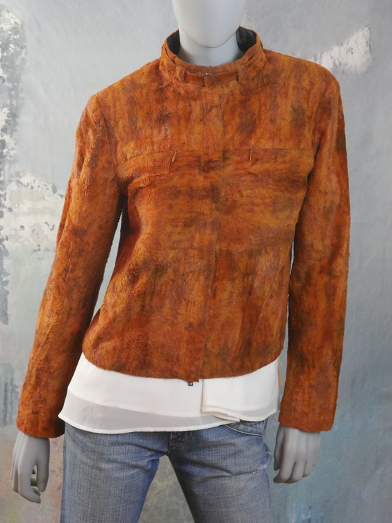 Burnt Orange Jacket, 1990s European Vintage Short Bru… - Gem