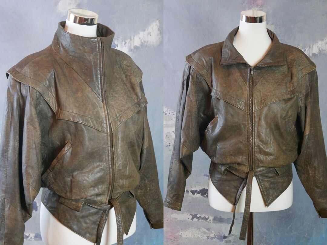 Brown Cropped Leather Jacket, 1990s European Vintage Soft Leather ...