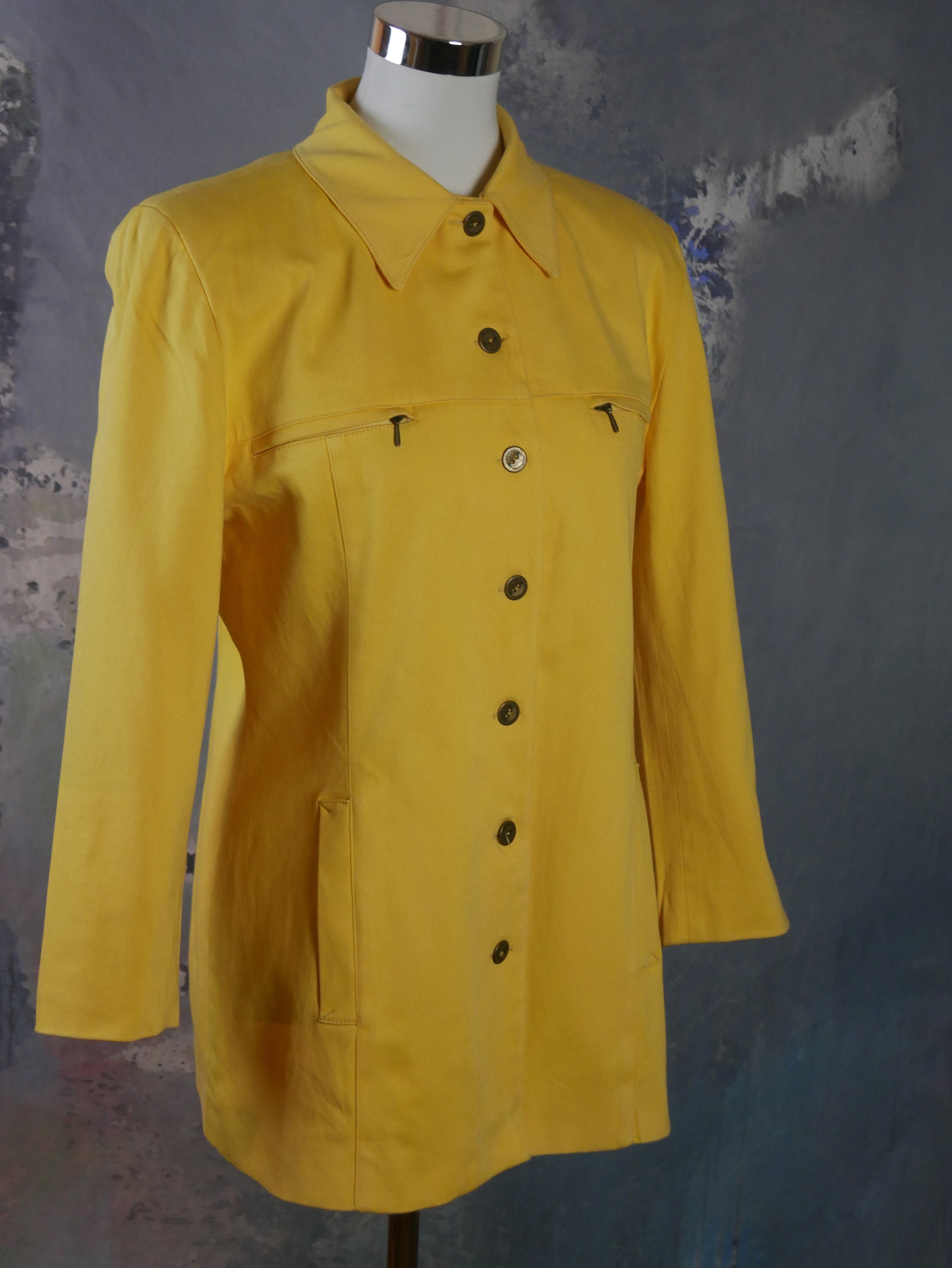 Yellow Jacket 1990s European Vintage Cotton Spring Coat: Size | Etsy