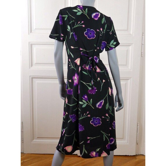 90s Summer Dress, British Vintage Black Short-Sleeve … - Gem