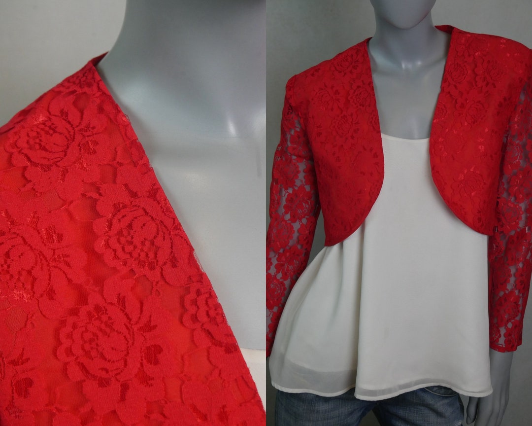 Red Lace Bolero 1990s European Vintage Cropped Open Blazer - Etsy