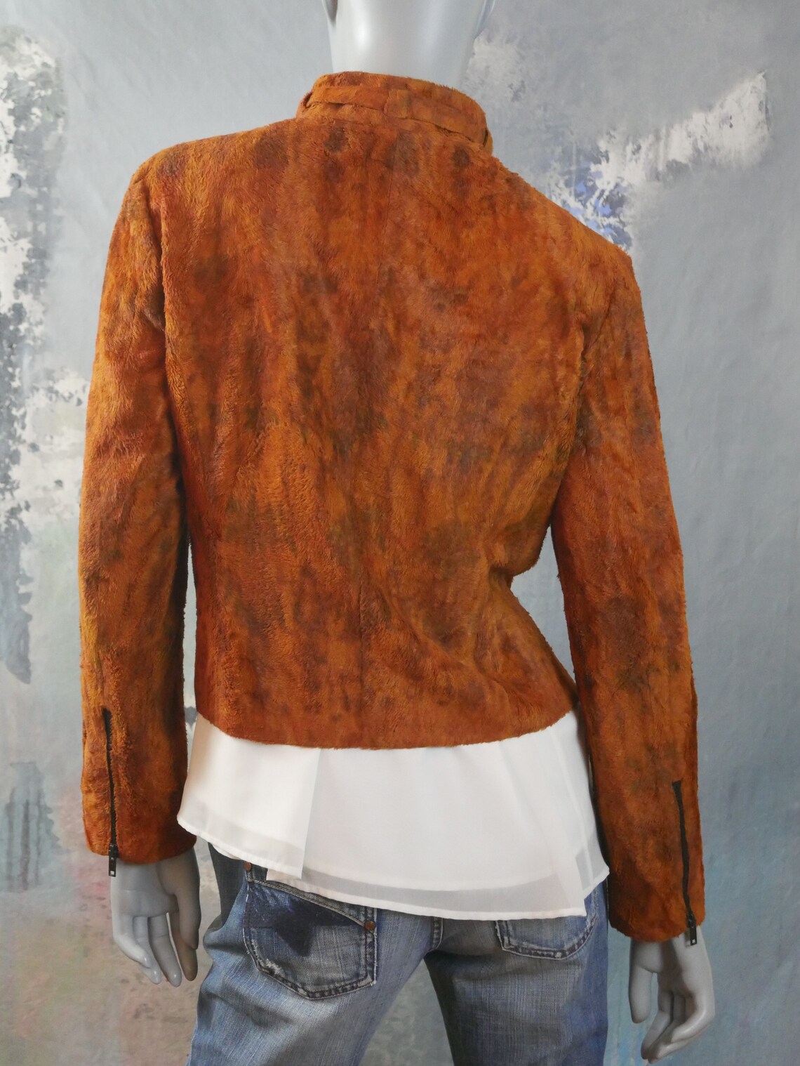 Burnt Orange Jacket 1990s European Vintage Short Brushed Faux | Etsy
