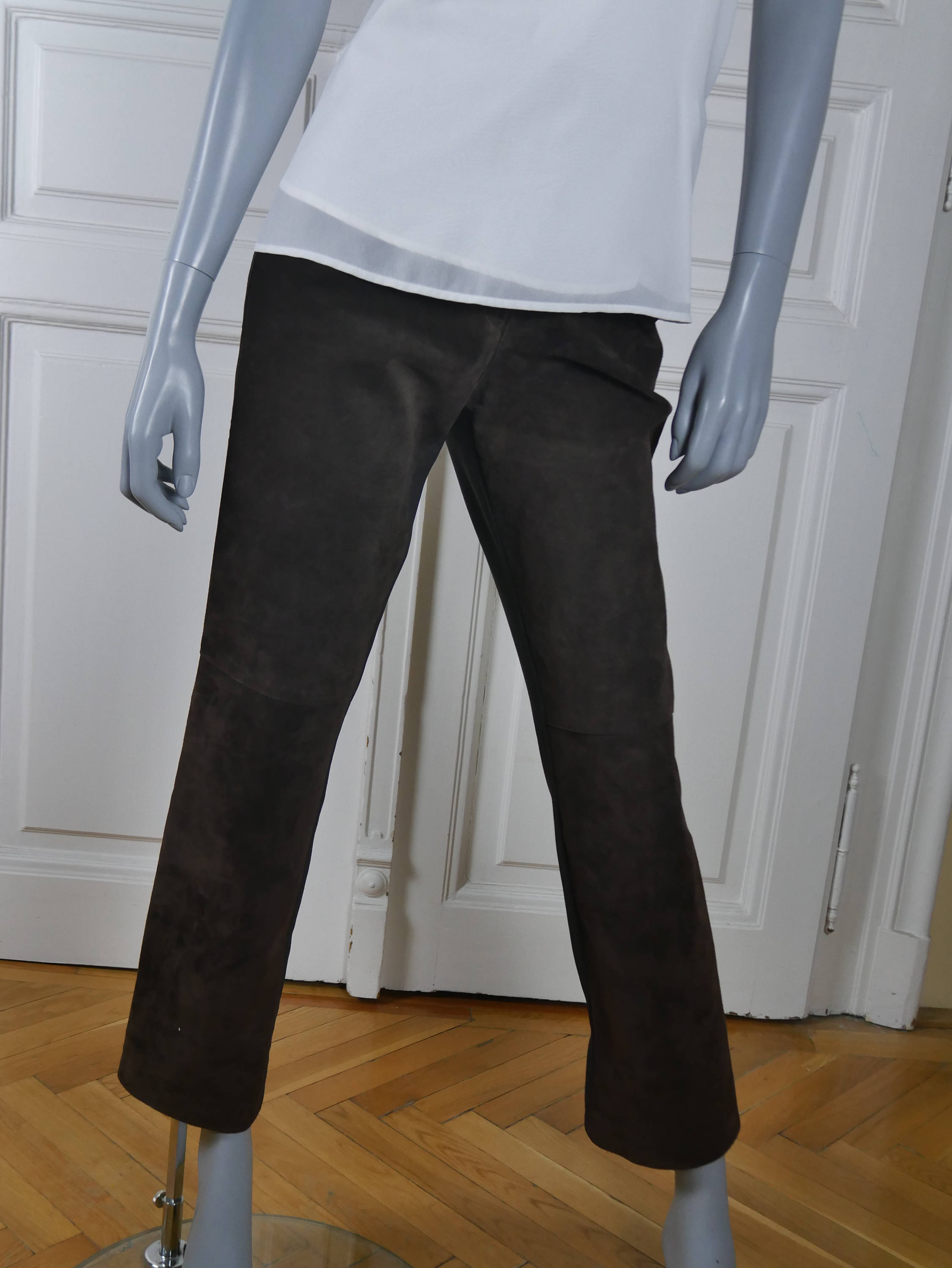 German Vintage Leather Pants Women's Dark Brown Leather | Etsy