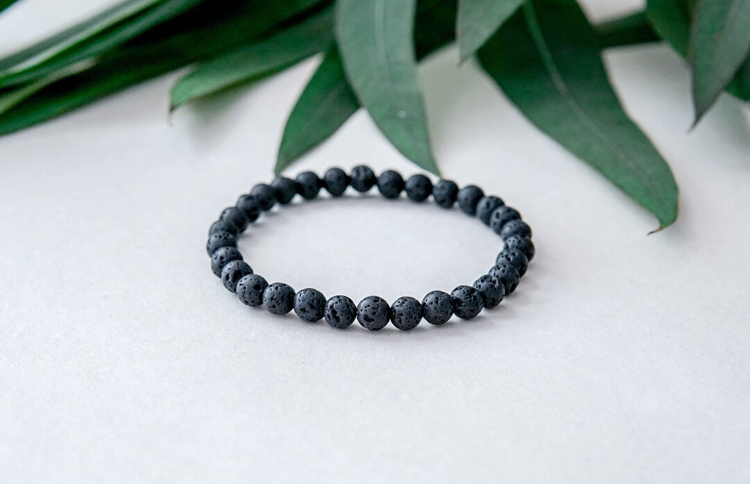 Classic Lava Bracelet 6mm Beads, Simple Lava Stone Bracelet, Volcanic ...