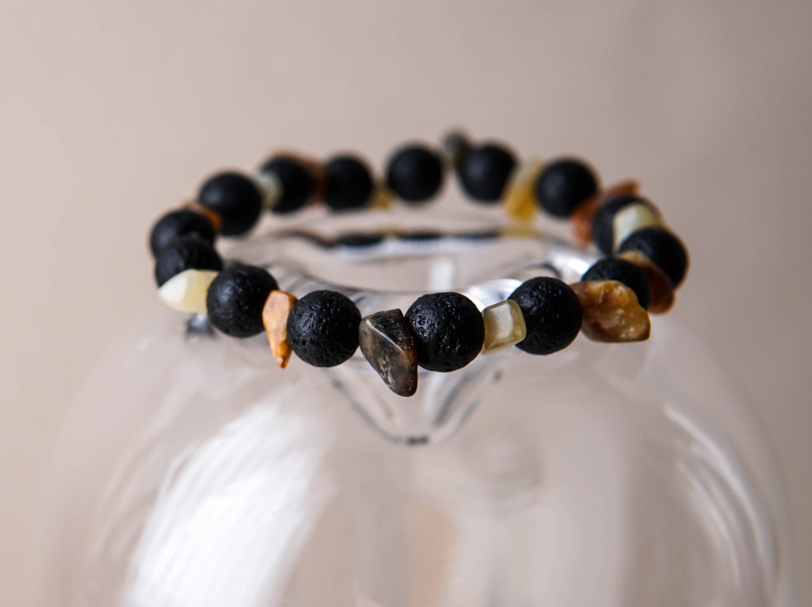 Black Lava, Brown Jasper 8mm Bracelet, Chop Bead Bracelet, Black Lava ...