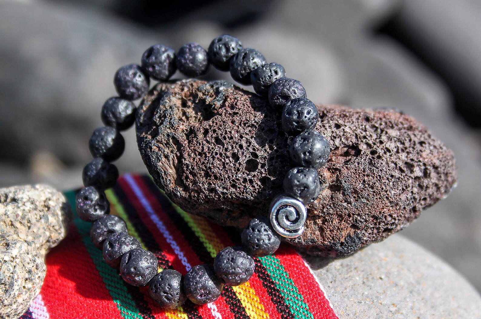 Men Raw Lava Bracelet Canary Islands Bracelet Pulsera - Etsy