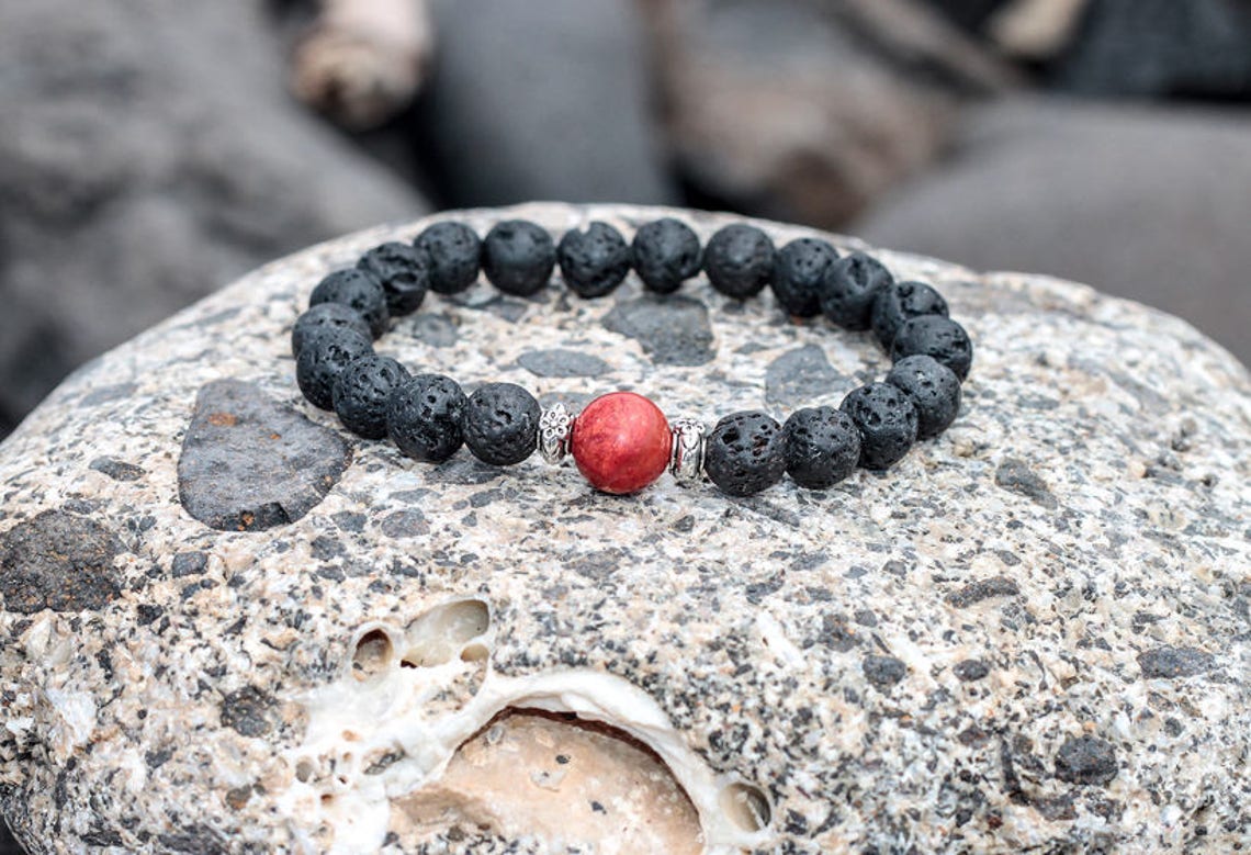 Natural Hand Made Lava Bracelet From Canary Islands Black | Etsy