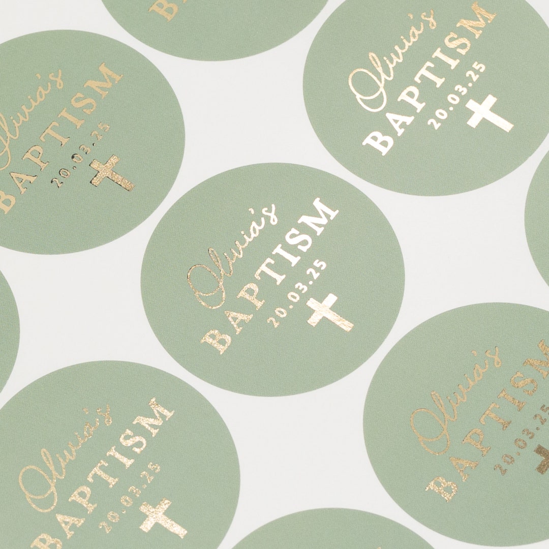 Personalised Christening Stickers, Foiled Christening/baptism Stickers ...