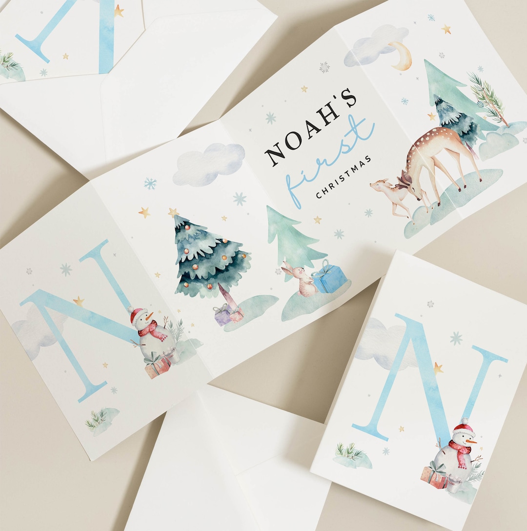 Happy 1st Christmas Card, Personalised Christmas Card for Boy, First ...