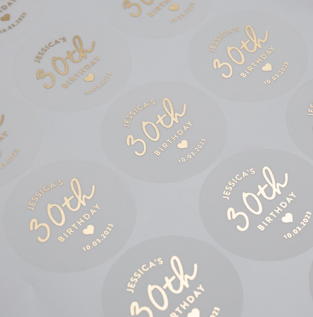30th Birthday Stickers, Personalised Birthday Sticker, Foil Birthday ...