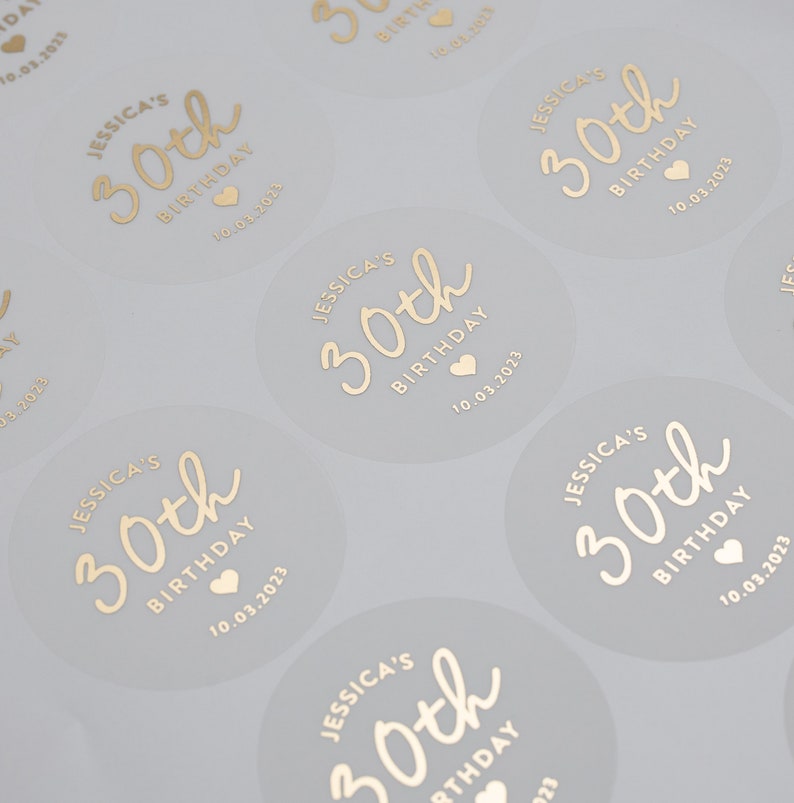 30th Birthday Stickers Personalised Birthday Sticker Foil | Etsy