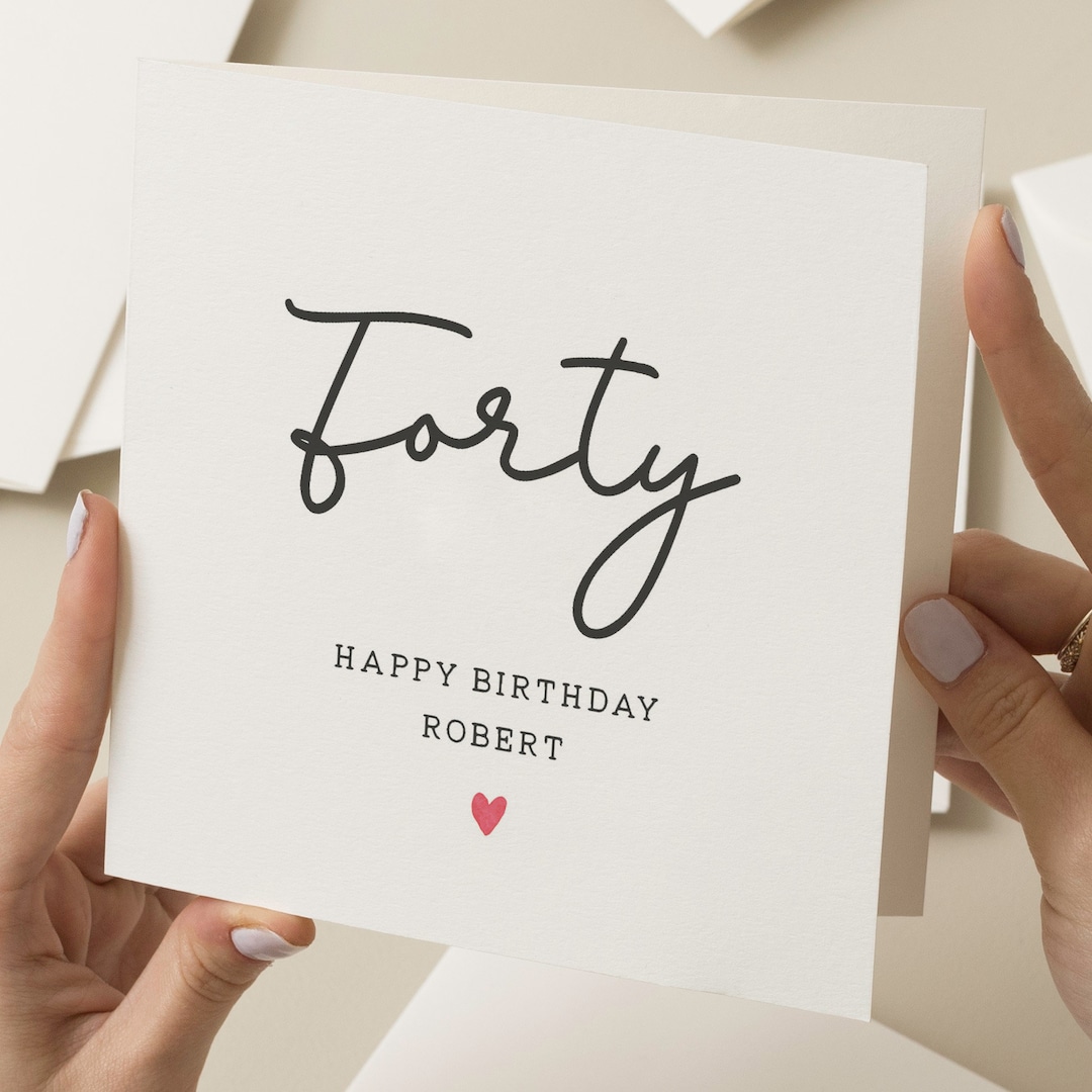 40th Birthday Card, Simple Birthday Card for Her, Fortieth Birthday ...