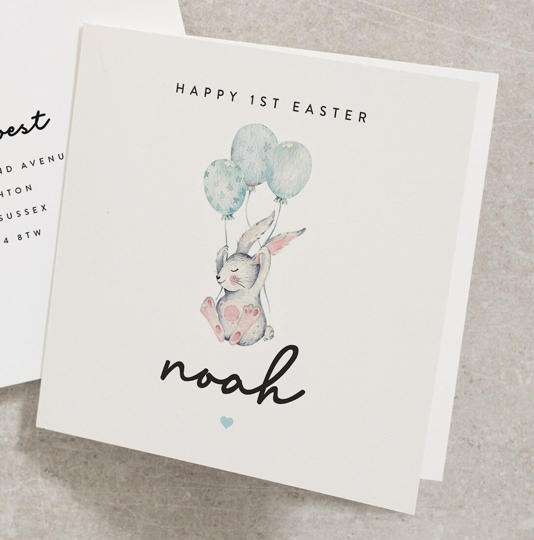 Easter Card for Baby, First Easter Card, Happy 1st Easter, Rabbit ...