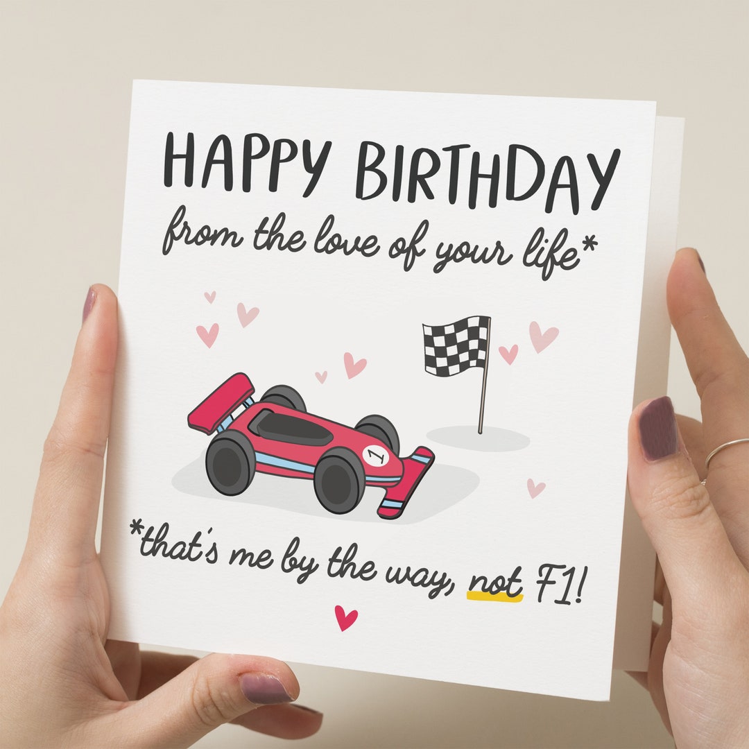 F1 Birthday Card, Funny Birthday Card for Boyfriend, Formula 1 Gift ...