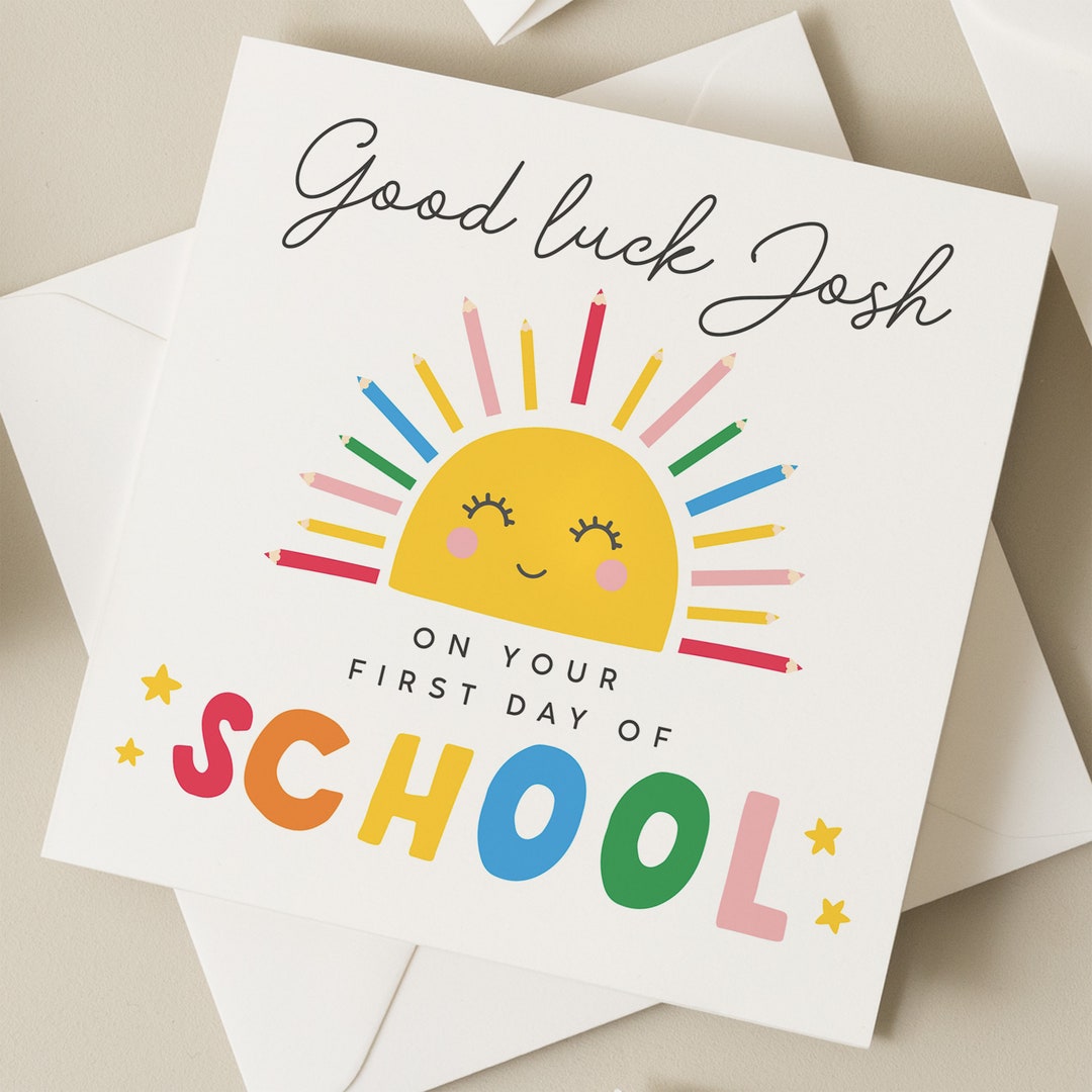 First Day of School Card, Good Luck Card, 1st Day of School, School ...