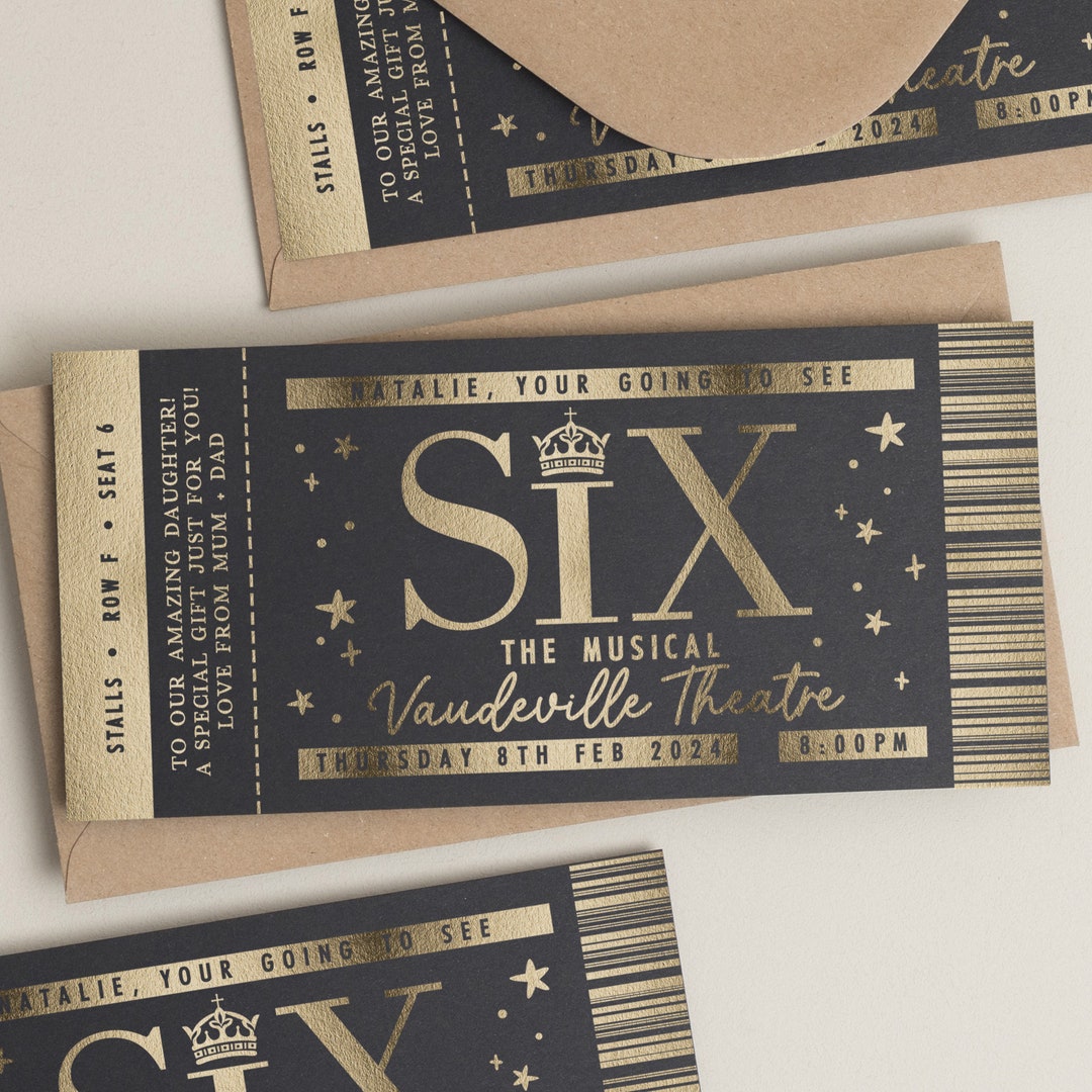 Personalised Theatre Gift Voucher Six the Musical Theatre - Etsy UK