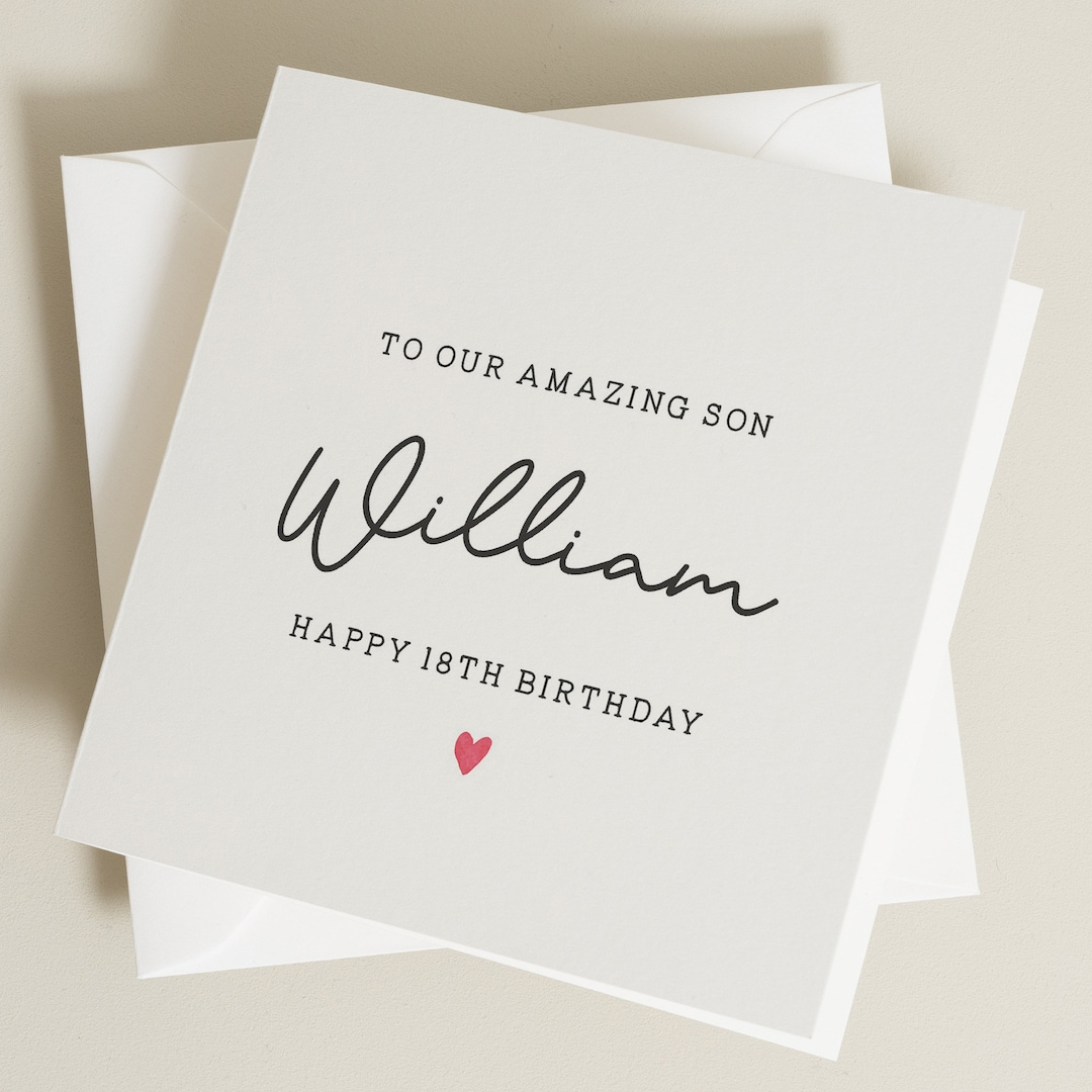 Son Birthday Card, 18th Birthday Card for Son, Eighteenth Birthday Card ...